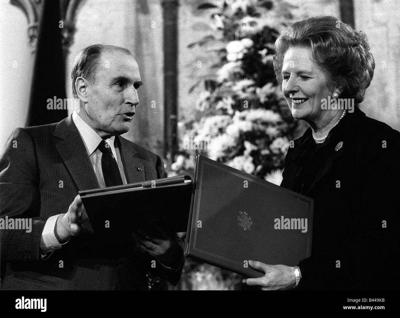 Margaret Thatcher signs Channel Agreement Feb 1986 with Francois ...