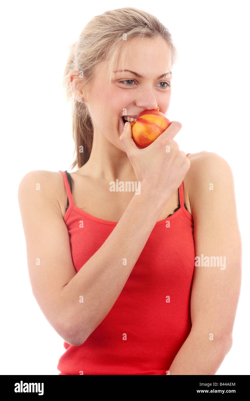 Young Woman Eating Nectarine Model Released Stock Photo - Alamy