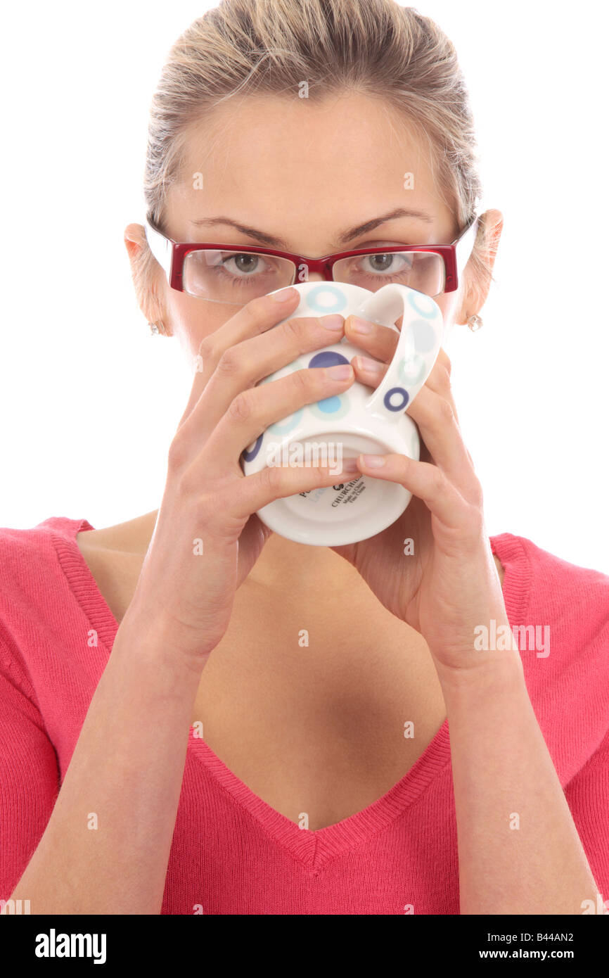Young Woman Drinking Cup of Herbal Tea Model Released Stock Photo - Alamy