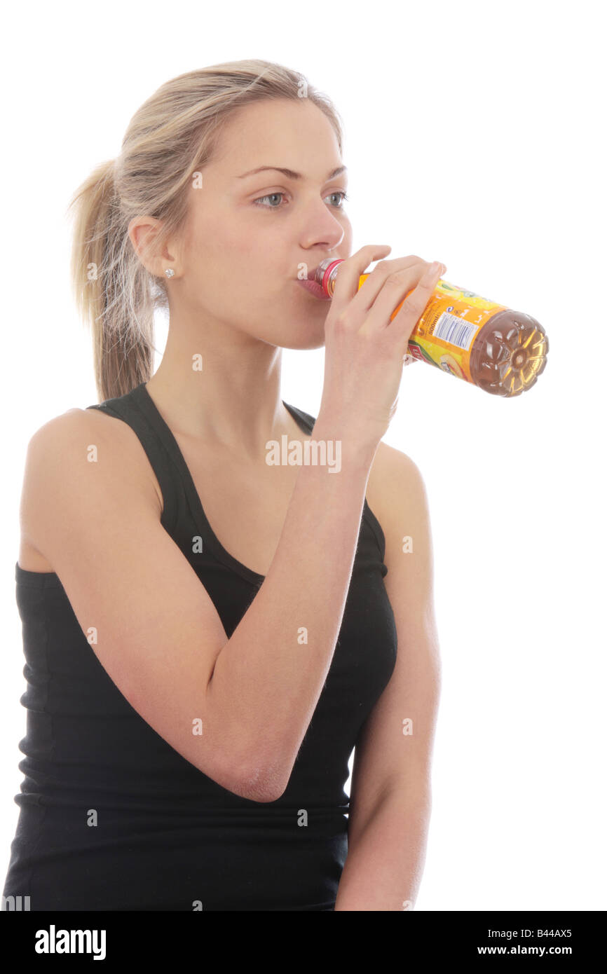 Young Woman Drinking Iced Tea Model Released Stock Photo - Alamy