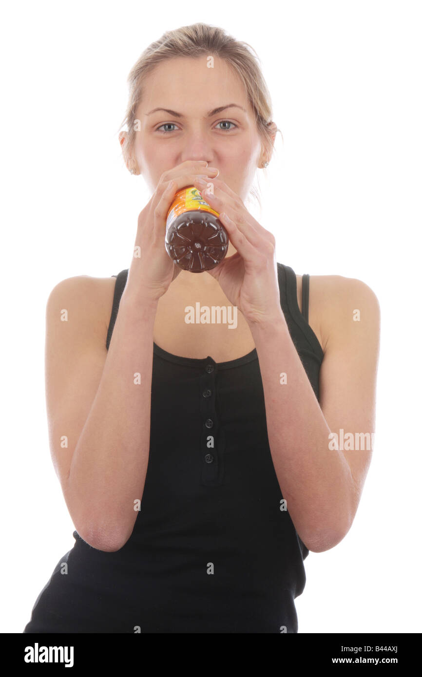 Young Woman Drinking Iced Tea Model Released Stock Photo - Alamy