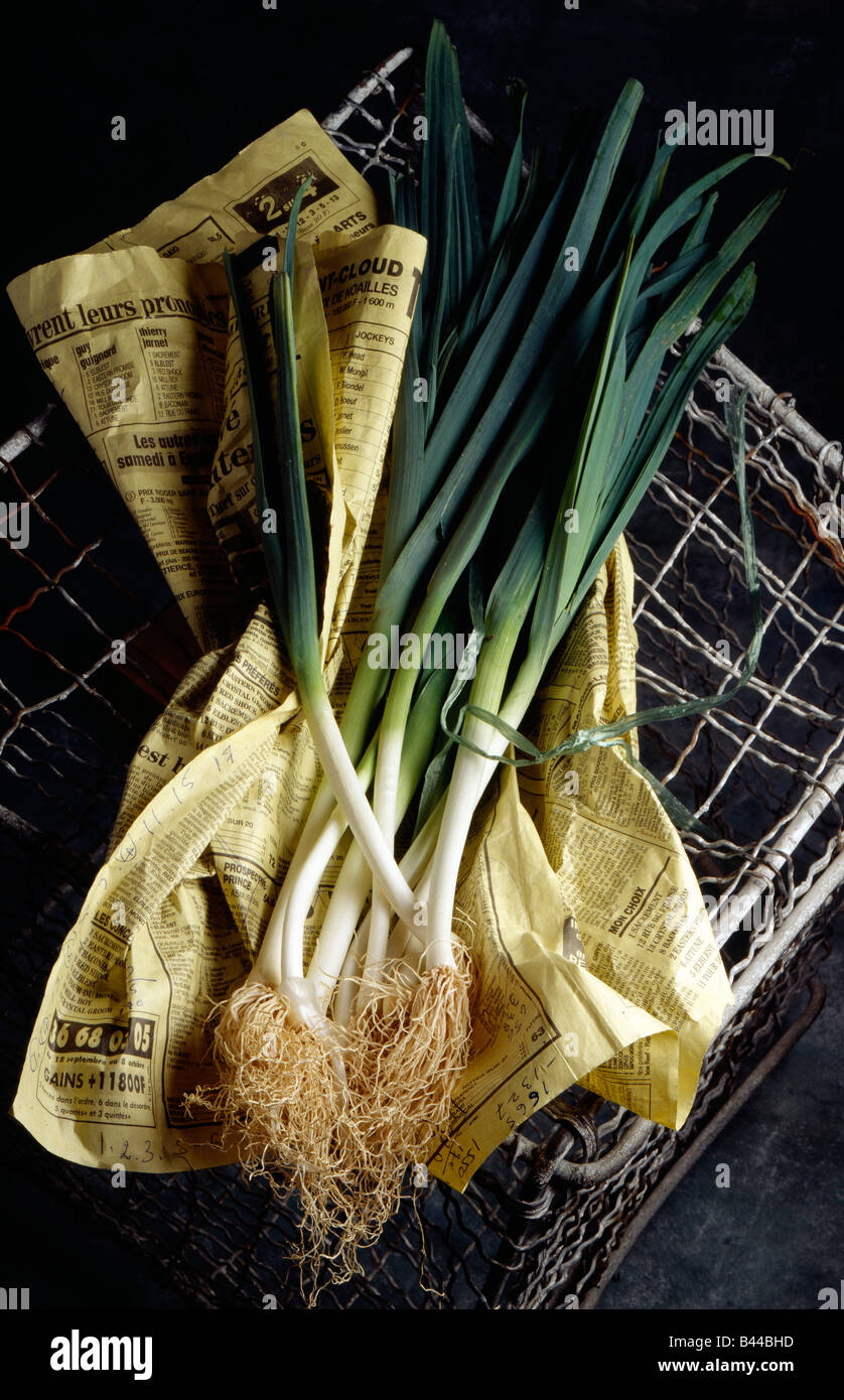 bunch of wild leeks on newspeper Stock Photo - Alamy
