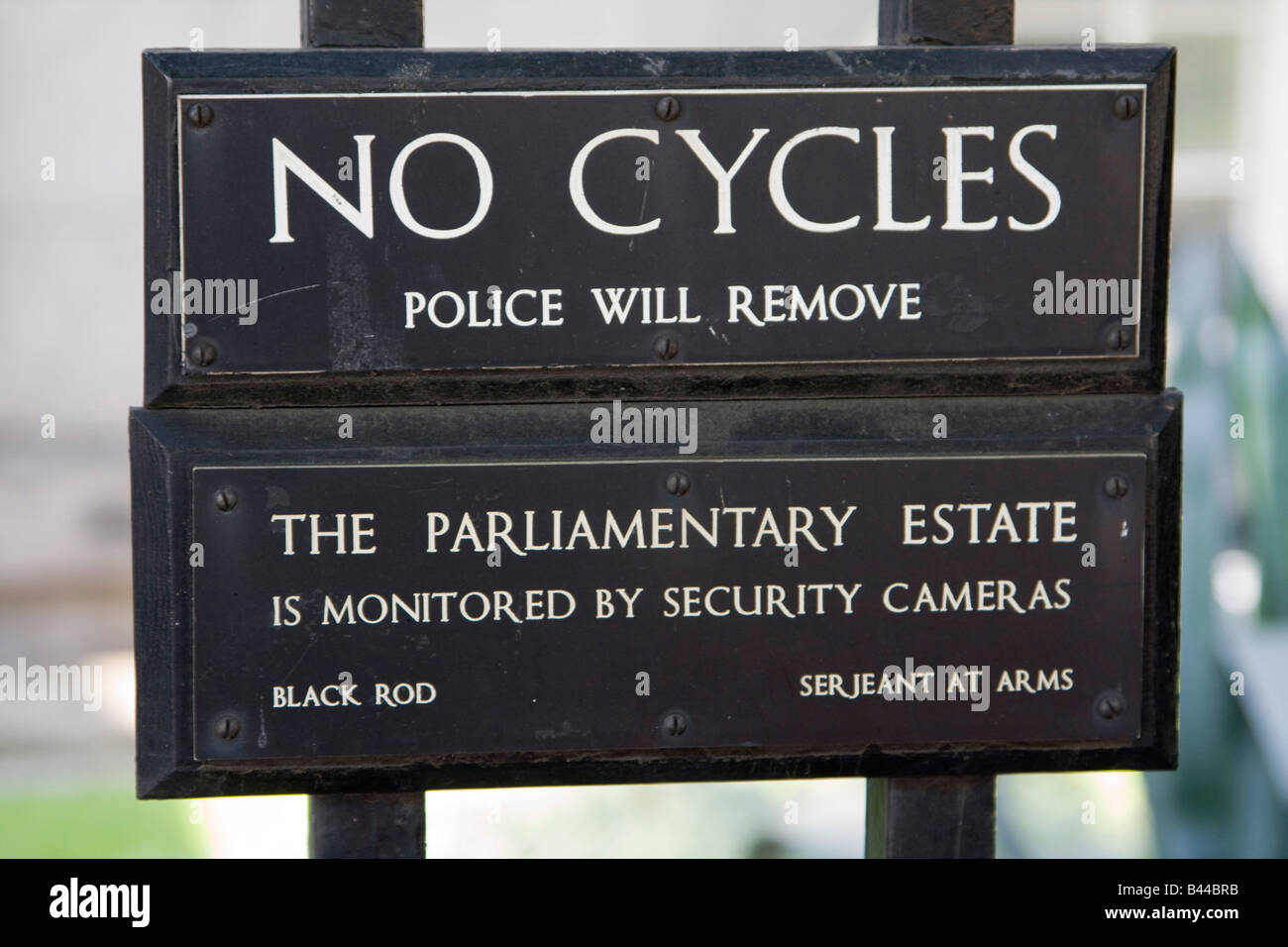 no cycles sign black rod city of london england uk gb Stock Photo - Alamy