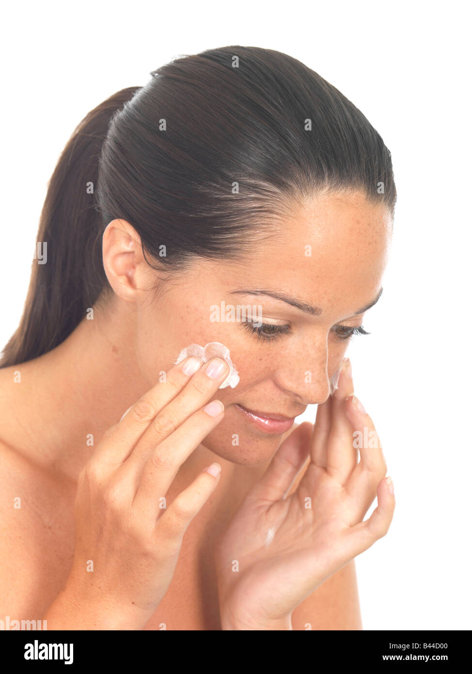 Woman Applying Moisturiser Model Released Stock Photo - Alamy