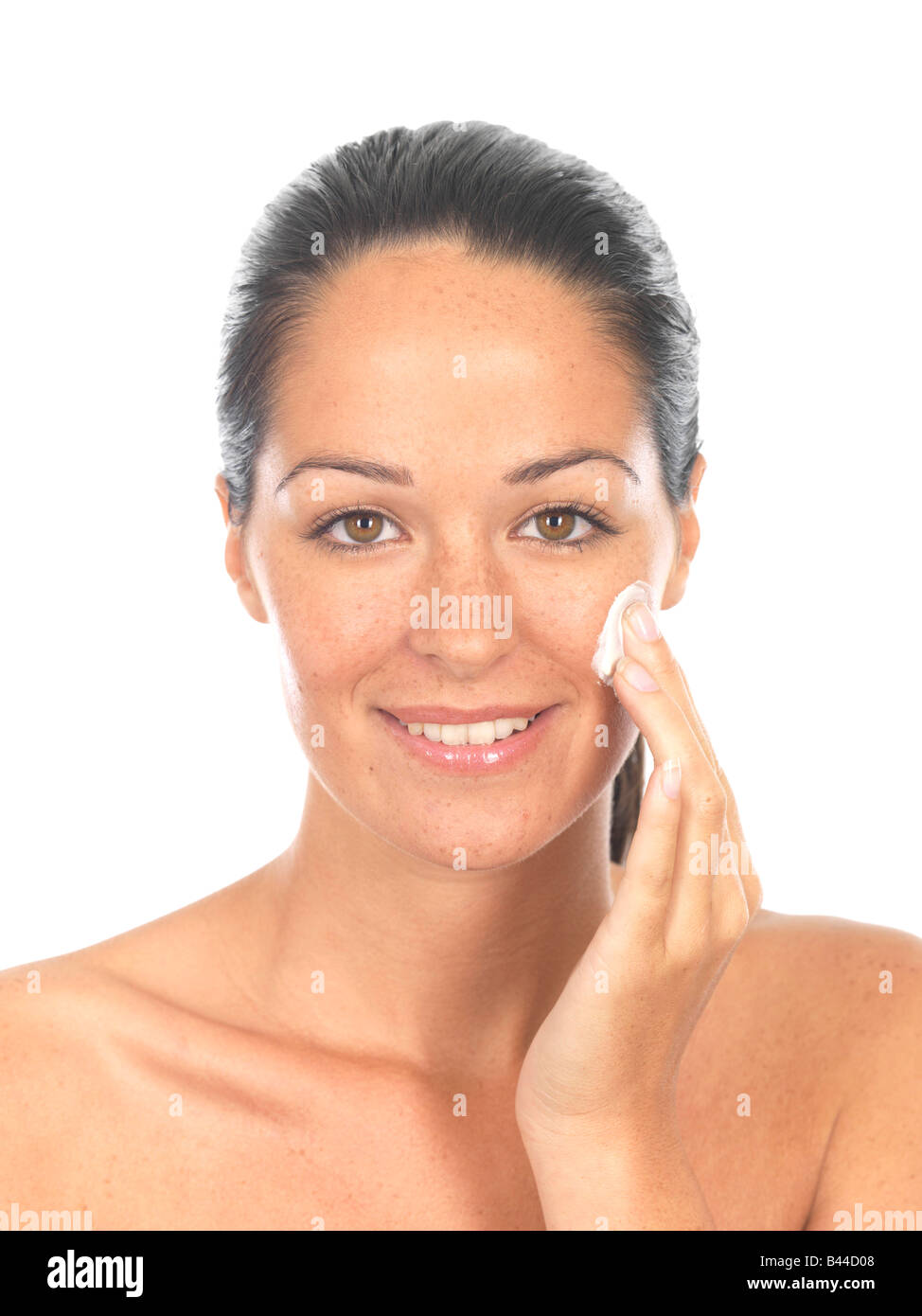 Woman Applying Moisturiser Model Released Stock Photo - Alamy