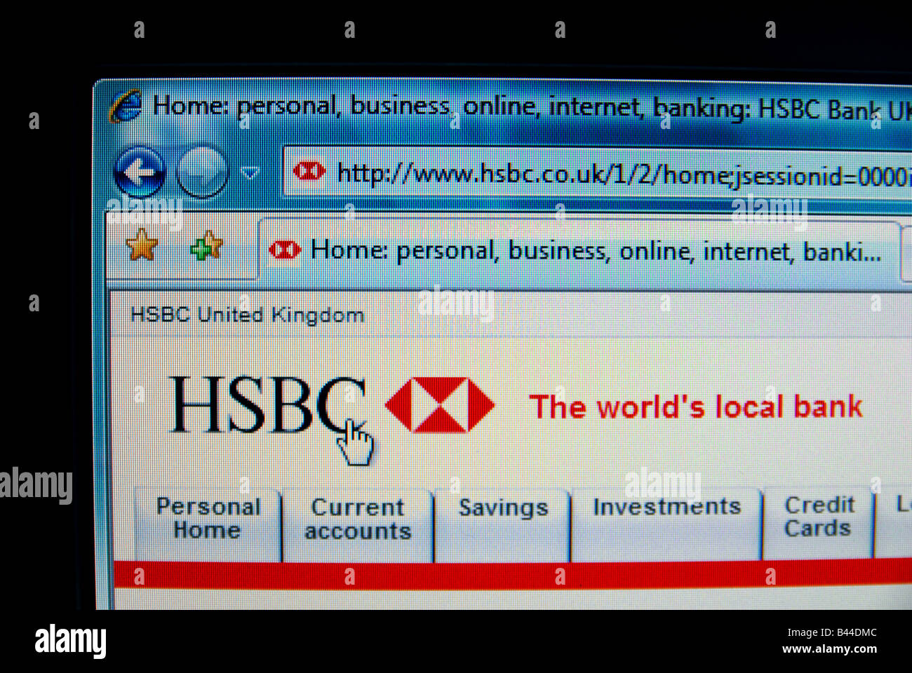 The HSBC banks website, creative focus/composition Stock Photo - Alamy