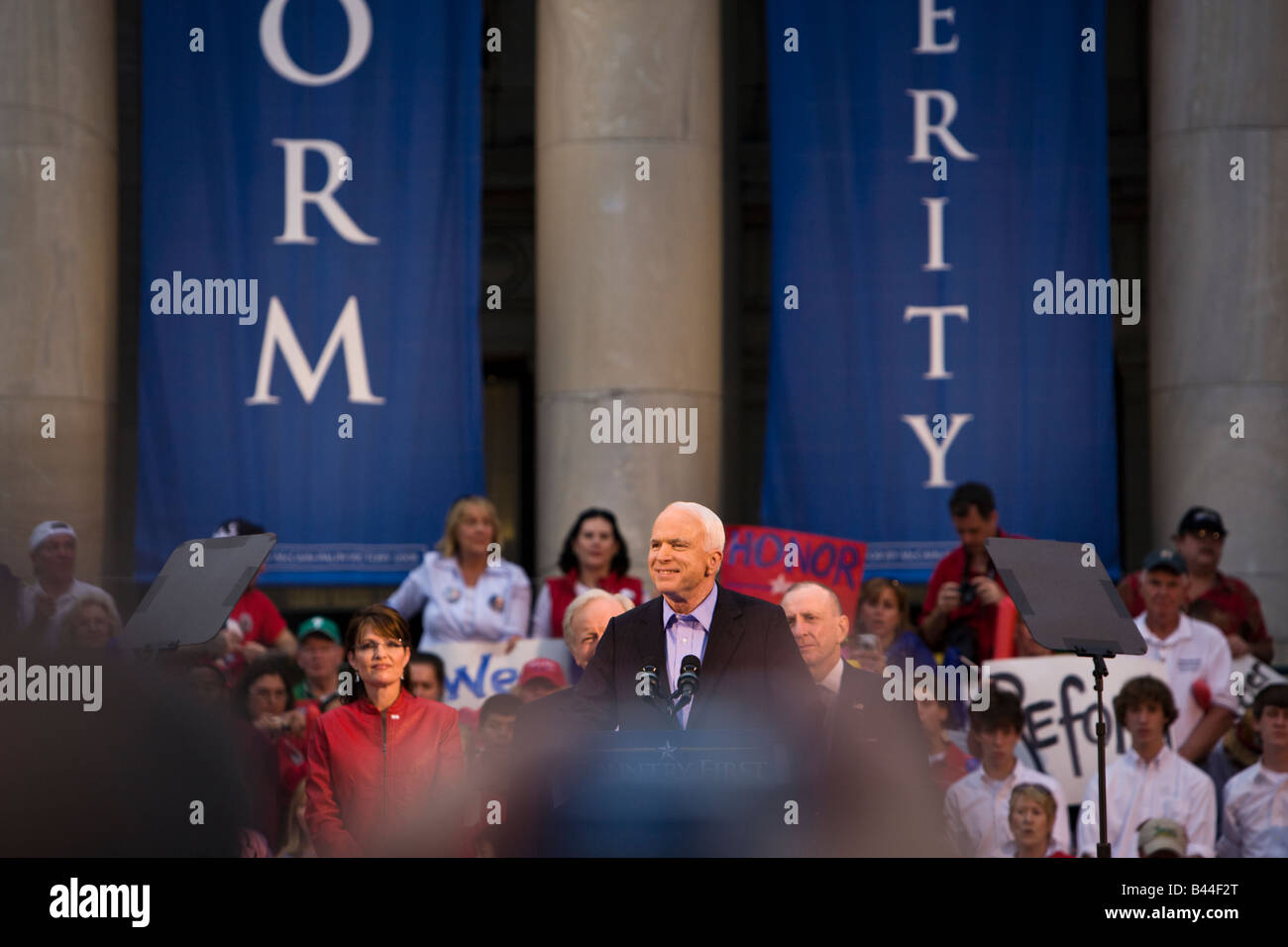 Senator John McCain speaking at a rally in Media Pennsylvania on ...