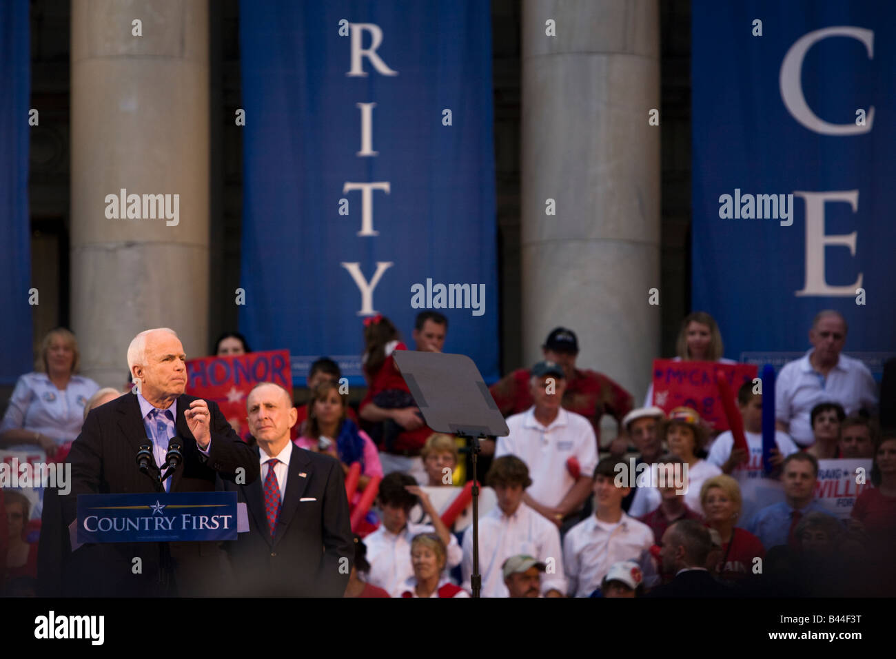 Senator John McCain speaking at a rally in Media Pennsylvania on ...