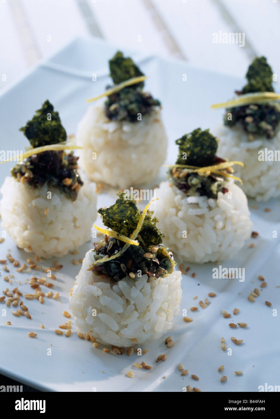 Rice sushis with weed tartare Stock Photo - Alamy