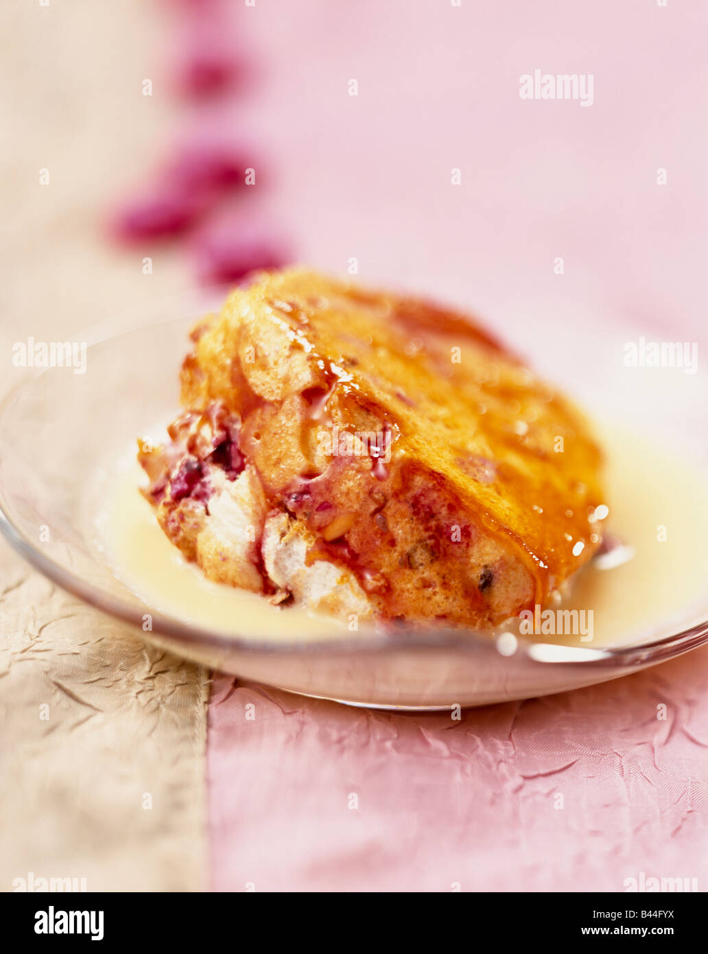 Floating island with pralines and green tea custard Stock Photo - Alamy