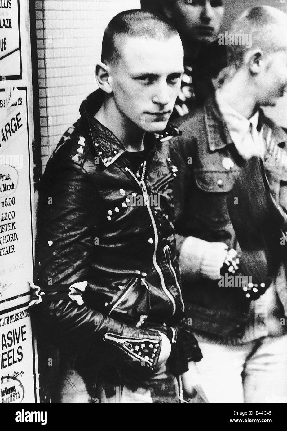 Teenagers sniff glue wears leather jacket skinhead Stock Photo ...