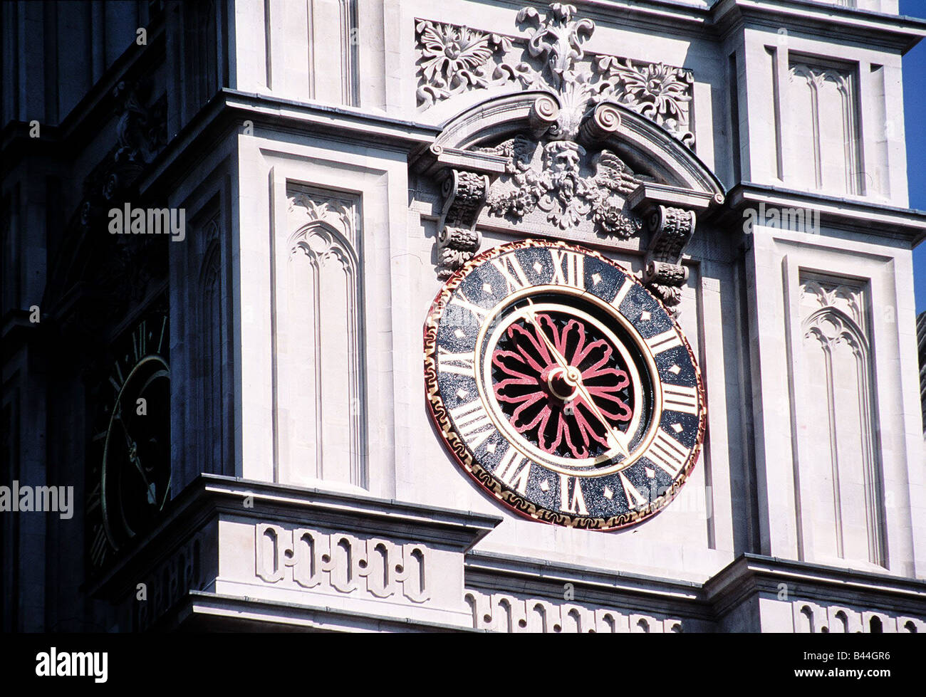 Londons Westminster Abbey clock face Stock Photo - Alamy