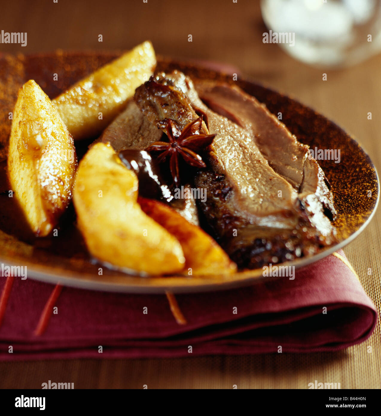 roast haunch of venison with quince Stock Photo - Alamy