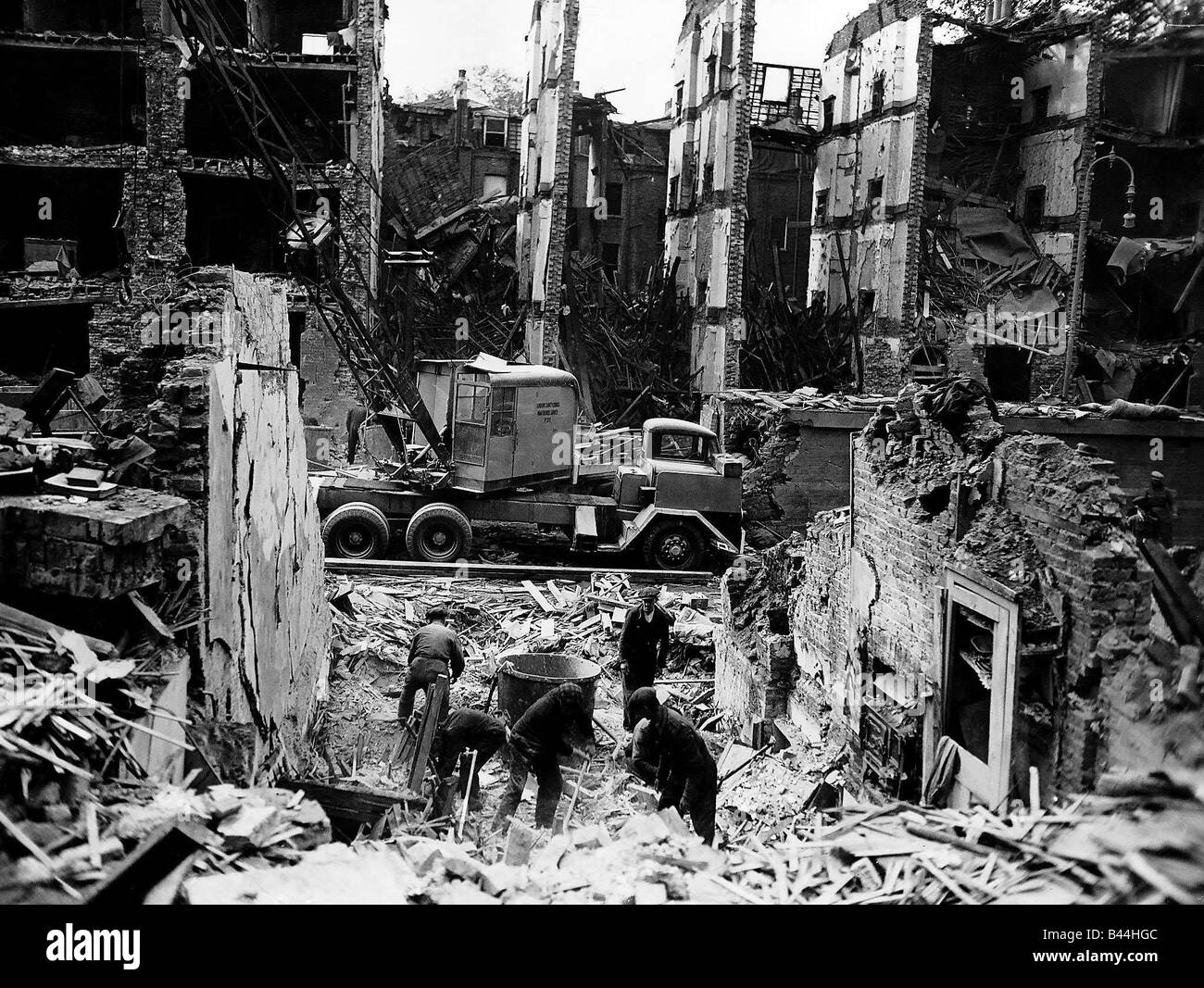 London apartment block hit by bomb during WW2 raid 1943 Stock Photo - Alamy