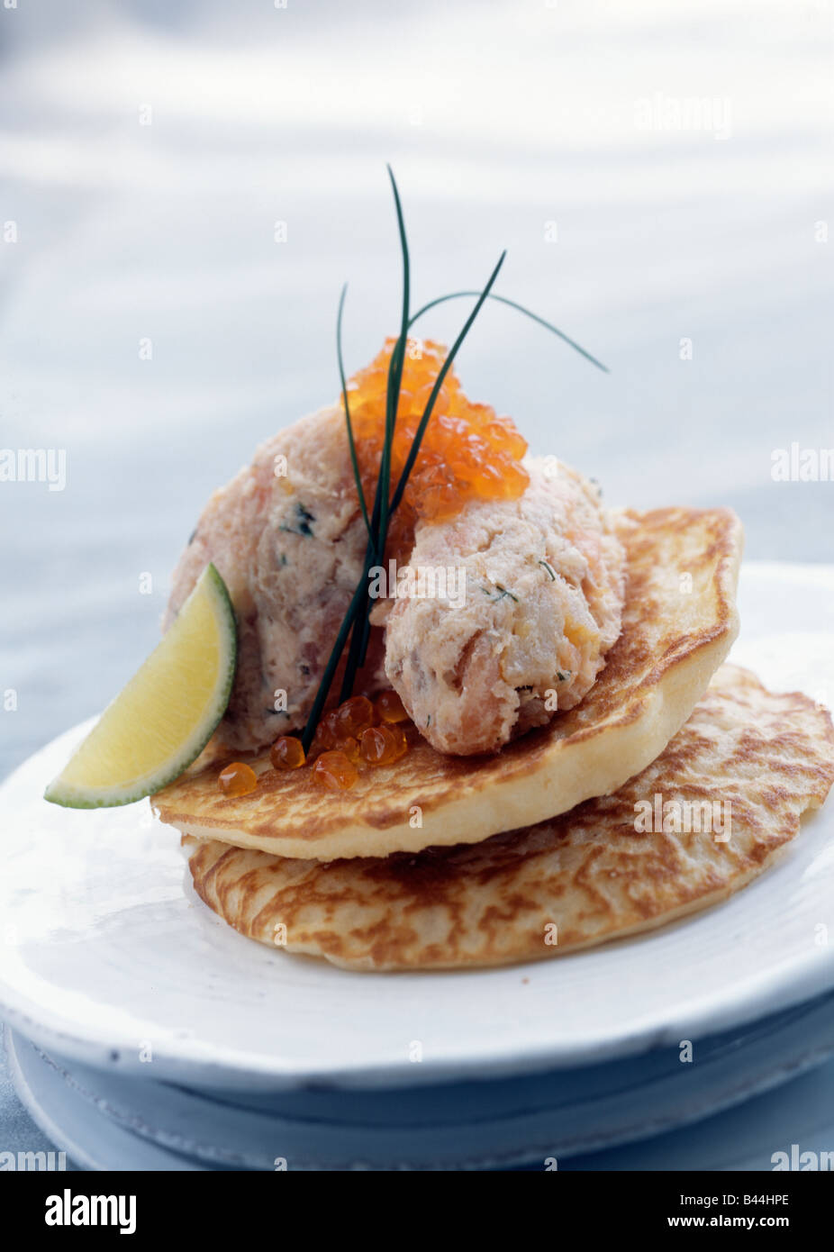 Smoked fish tartare with Brousse cheese Stock Photo - Alamy