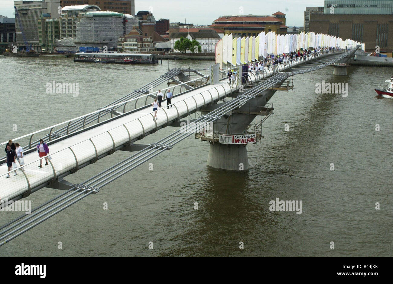 The Millennium Bridge over the River Thames June 2000 which was shut on ...