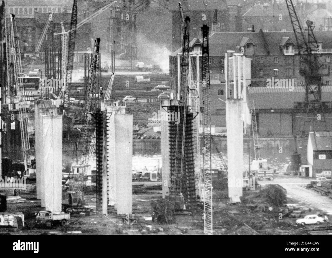 Kingston Bridge under construction September 1967 Pillars being built ...