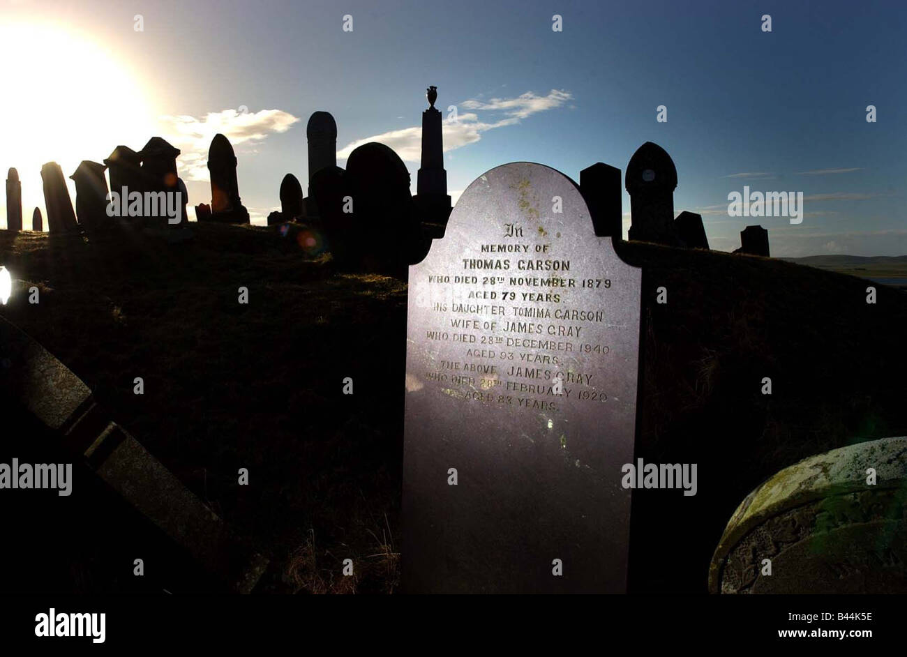 The graveyard of St Michaels church on Orkney January 2002 the Grave of ...