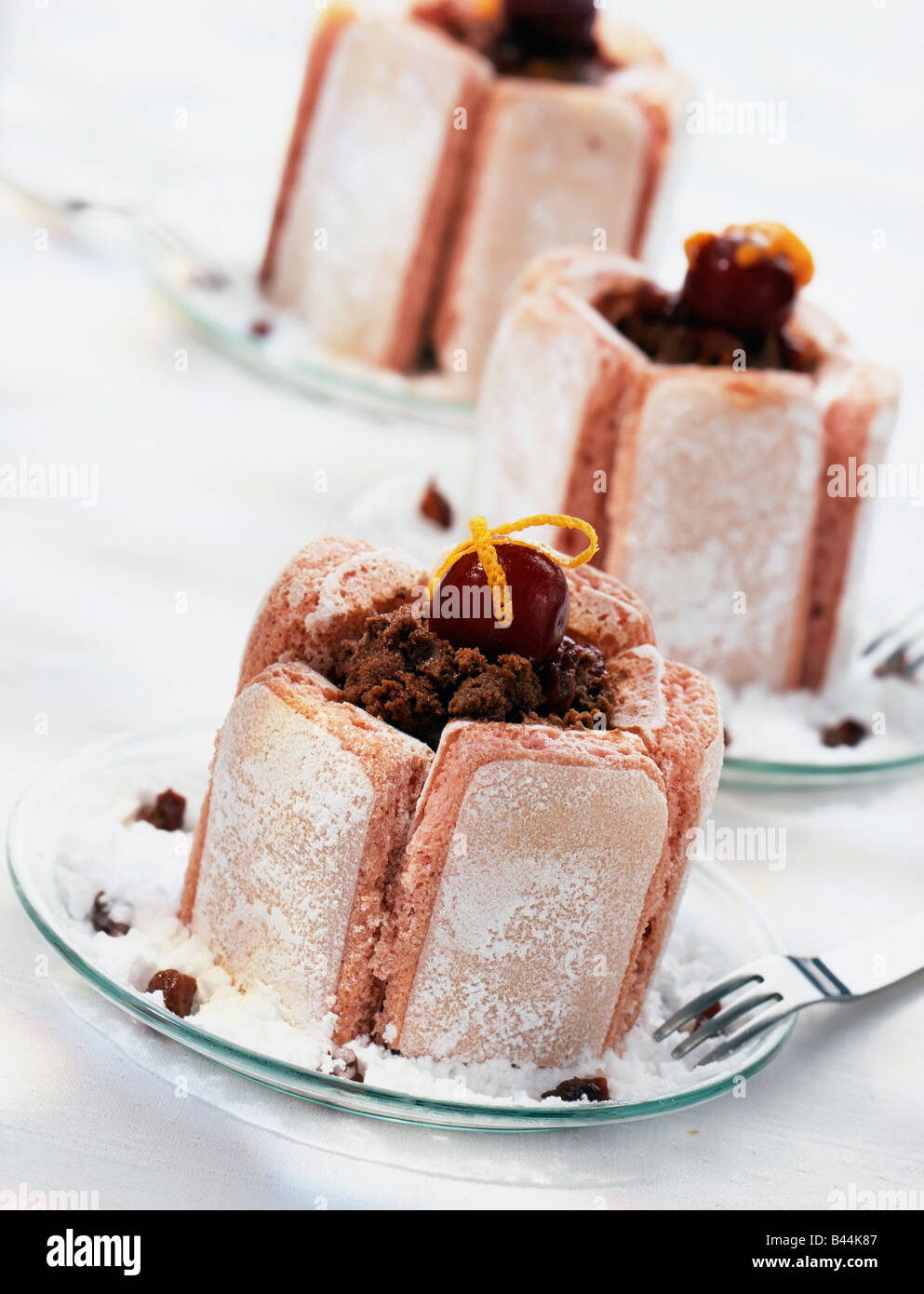 cherry and chocolate mini charlotte Stock Photo - Alamy
