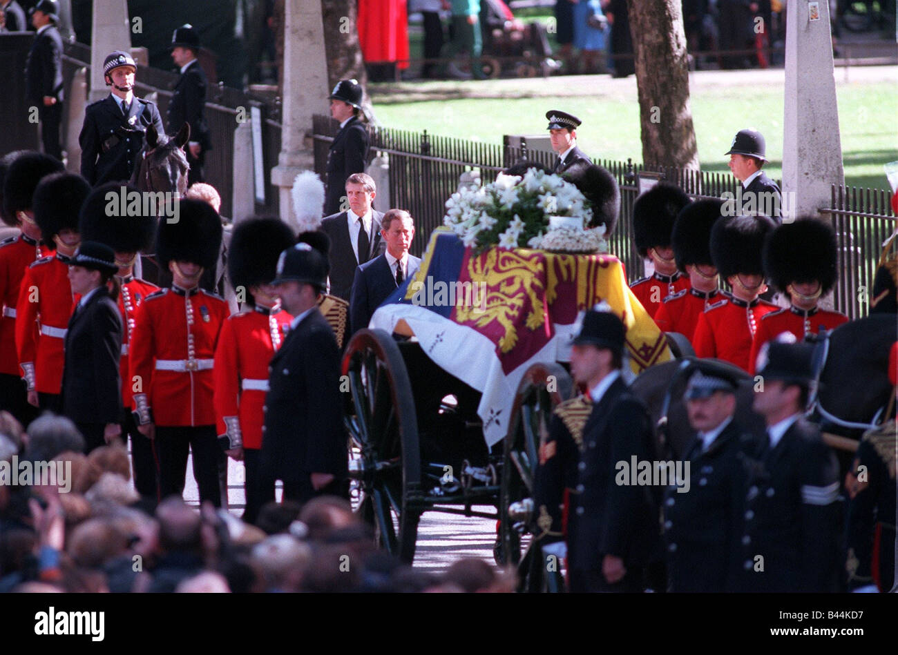 Funeral of Princess Diana 6th September 1997 Prince Charles wasking ...