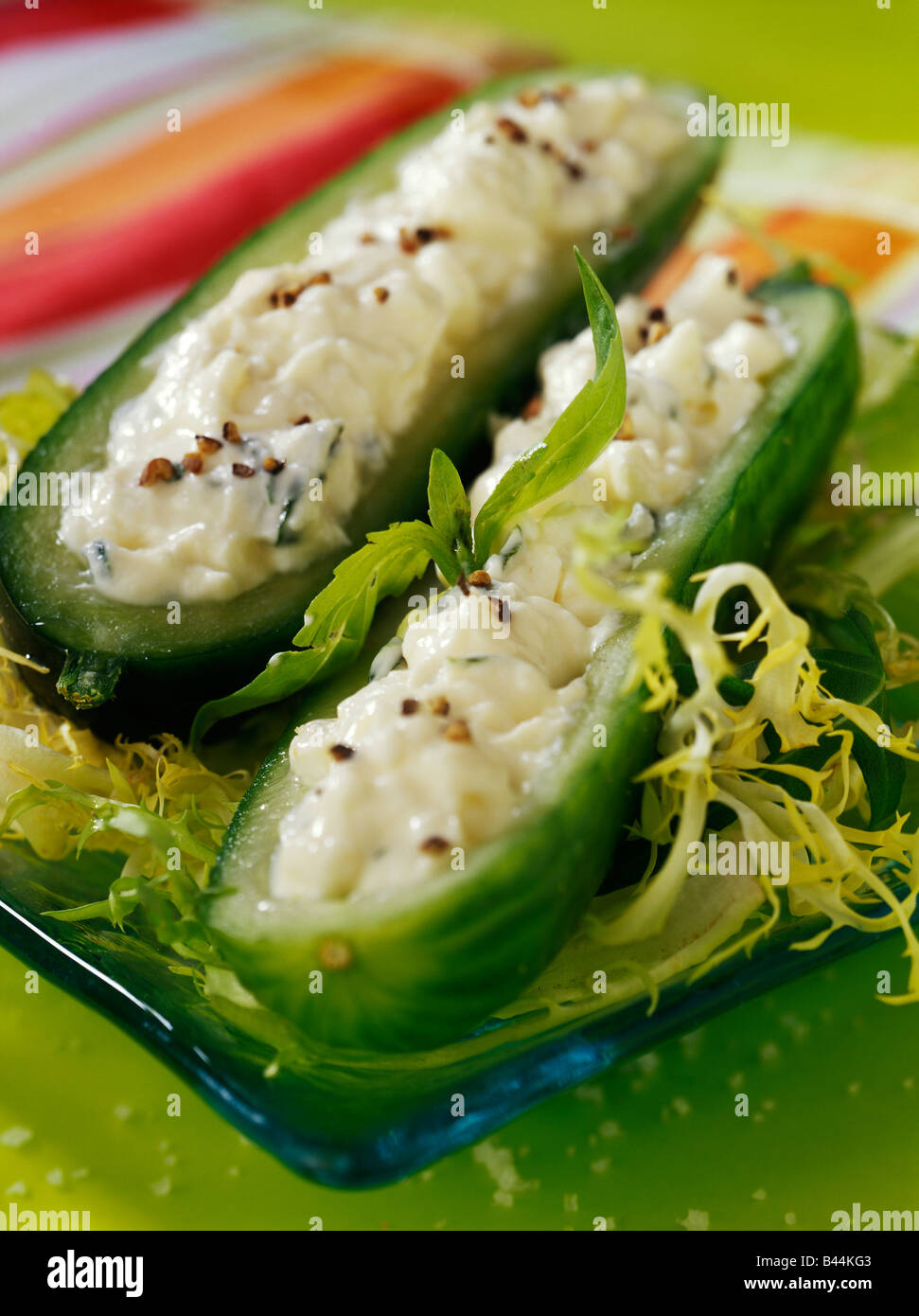 cucumber stuffed with brousse cheese Stock Photo - Alamy