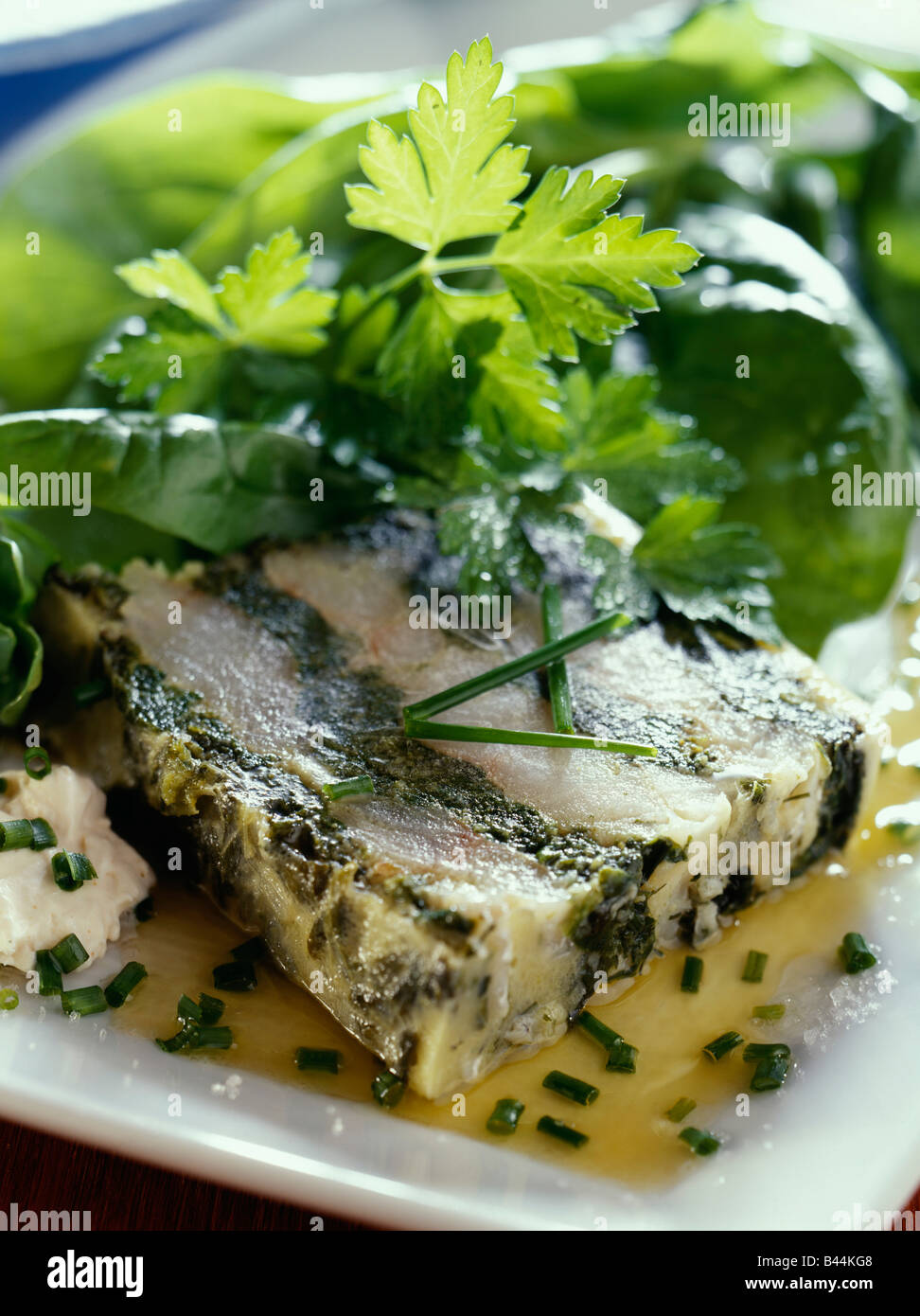 Fish terrine with greens Stock Photo - Alamy
