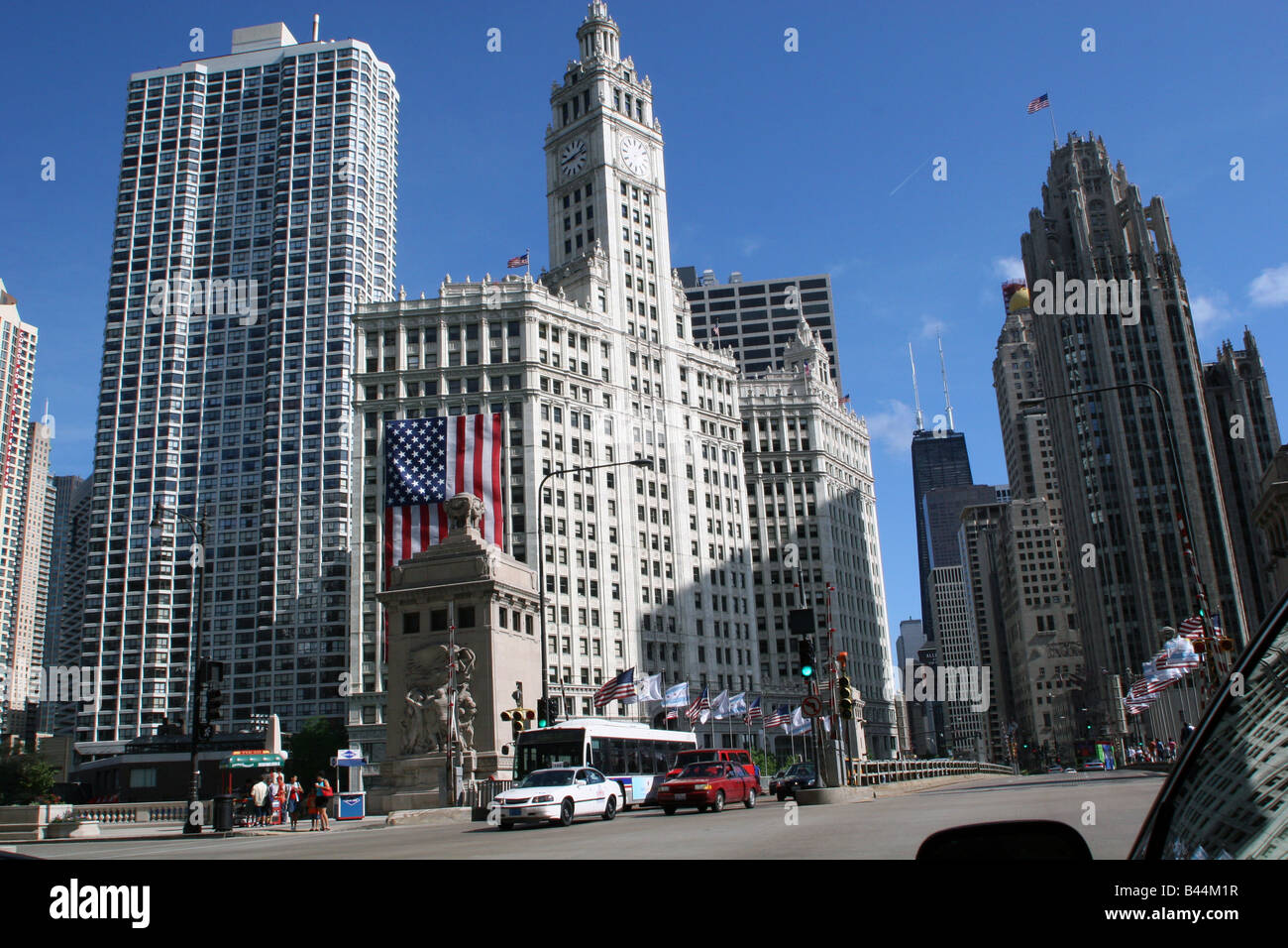 View of Wrigley Building from Michigan Avenue, Chicago, Illinois Stock ...