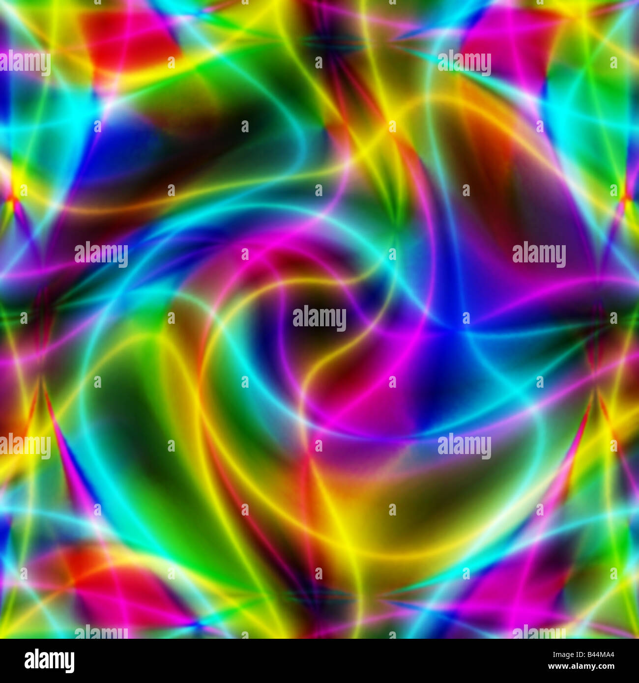 Bright colored lines and rays on a black background An abstract ...