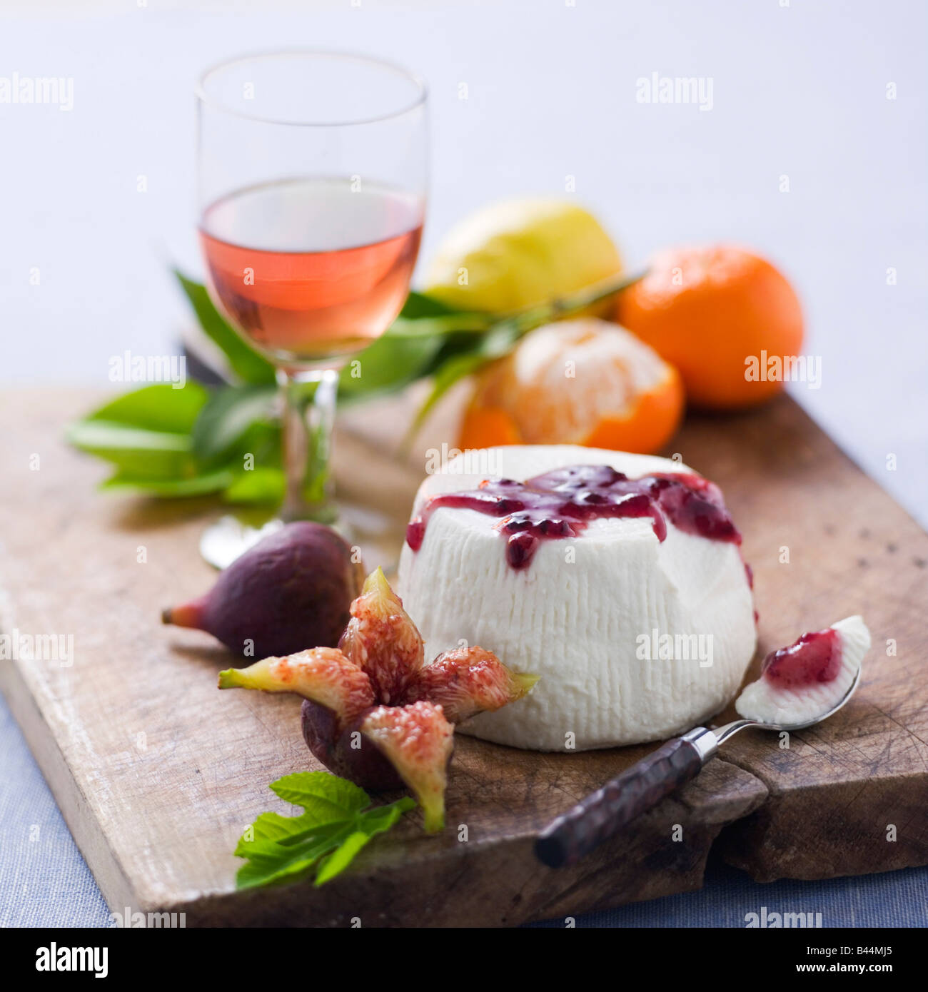 Brocciu cheese with blueberry jam Stock Photo - Alamy