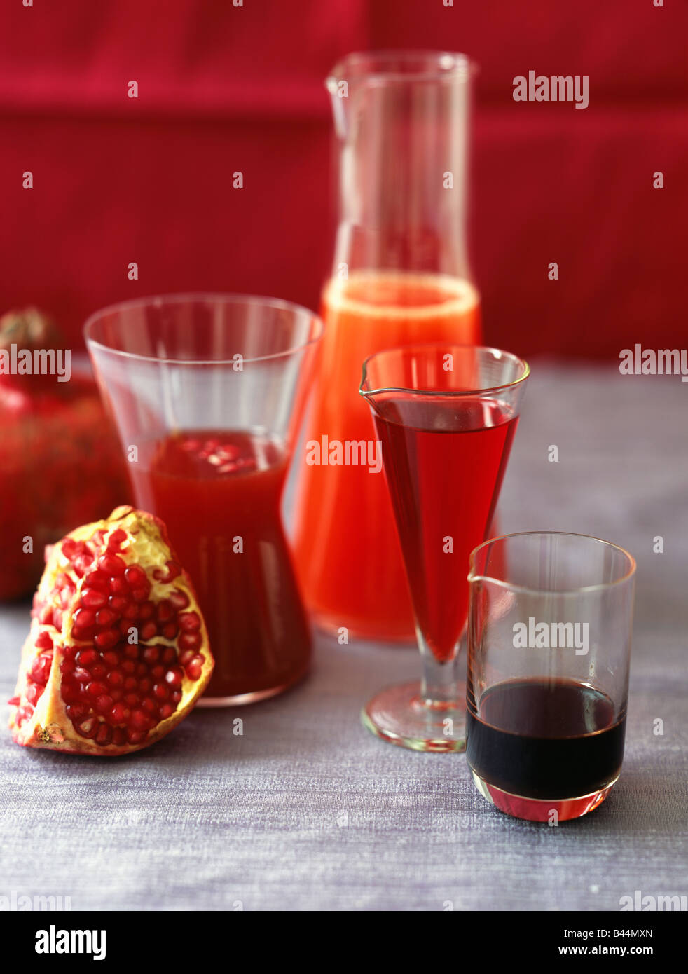 Variety of grenadine juices and syrup Stock Photo - Alamy