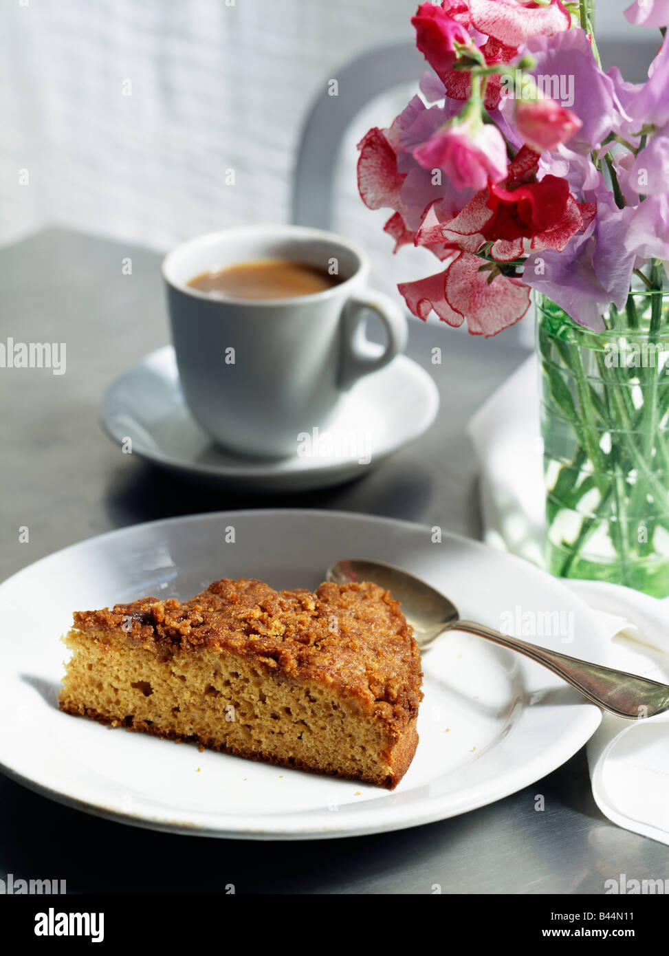 Portion of cake and a cup of coffee Stock Photo - Alamy