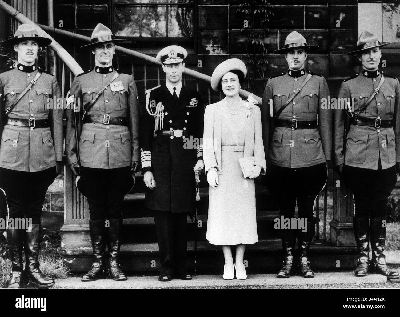 King George VI and Queen Elizabeth June 1933 with Four Canadian Mounted ...