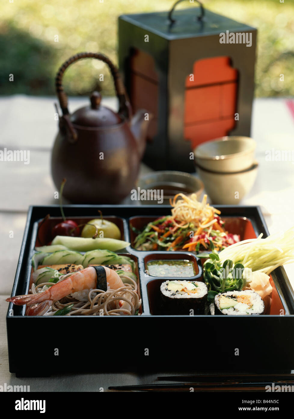 Japanese menu on a tray Stock Photo - Alamy