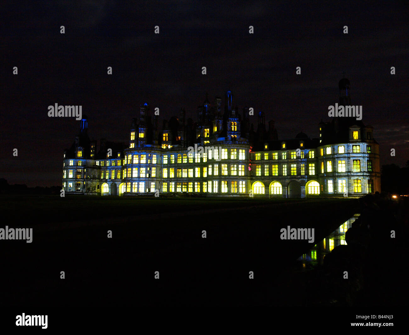 light projection, Loire castle, Chateau de Chambord, France Stock Photo ...