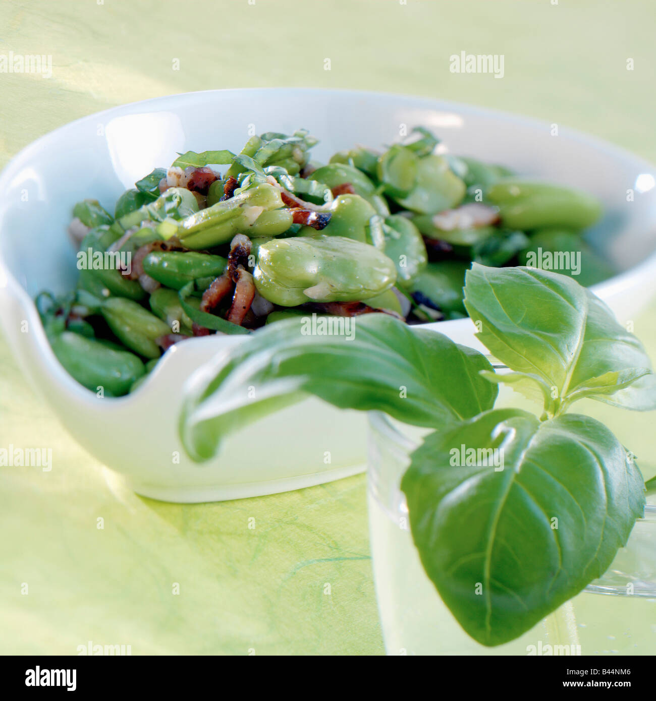 Broad beans with basil Stock Photo - Alamy