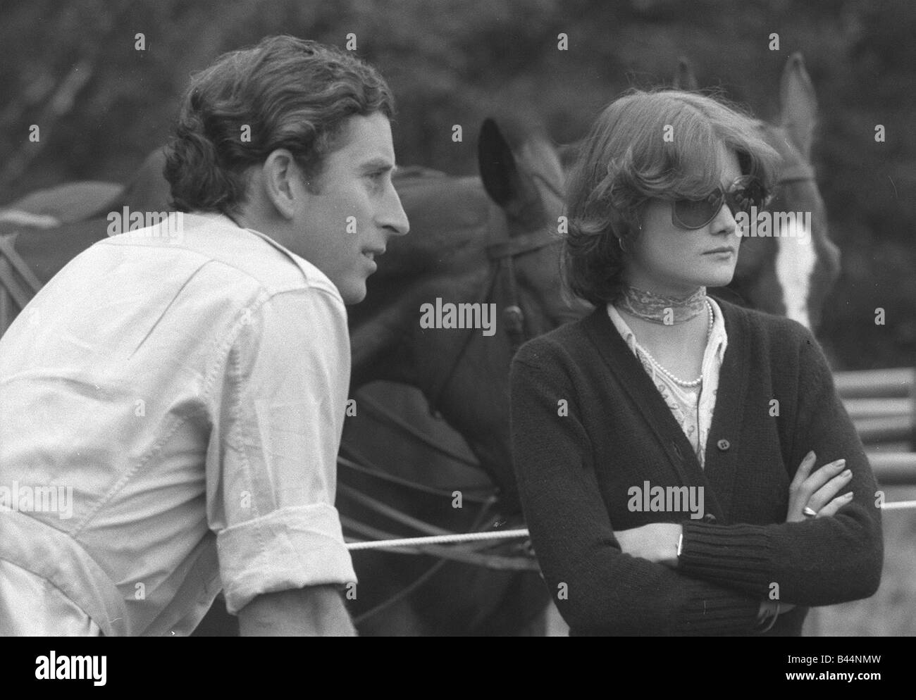 Prince Charles with Lady Sarah Spencer wearing choker at Cowdrey Park ...