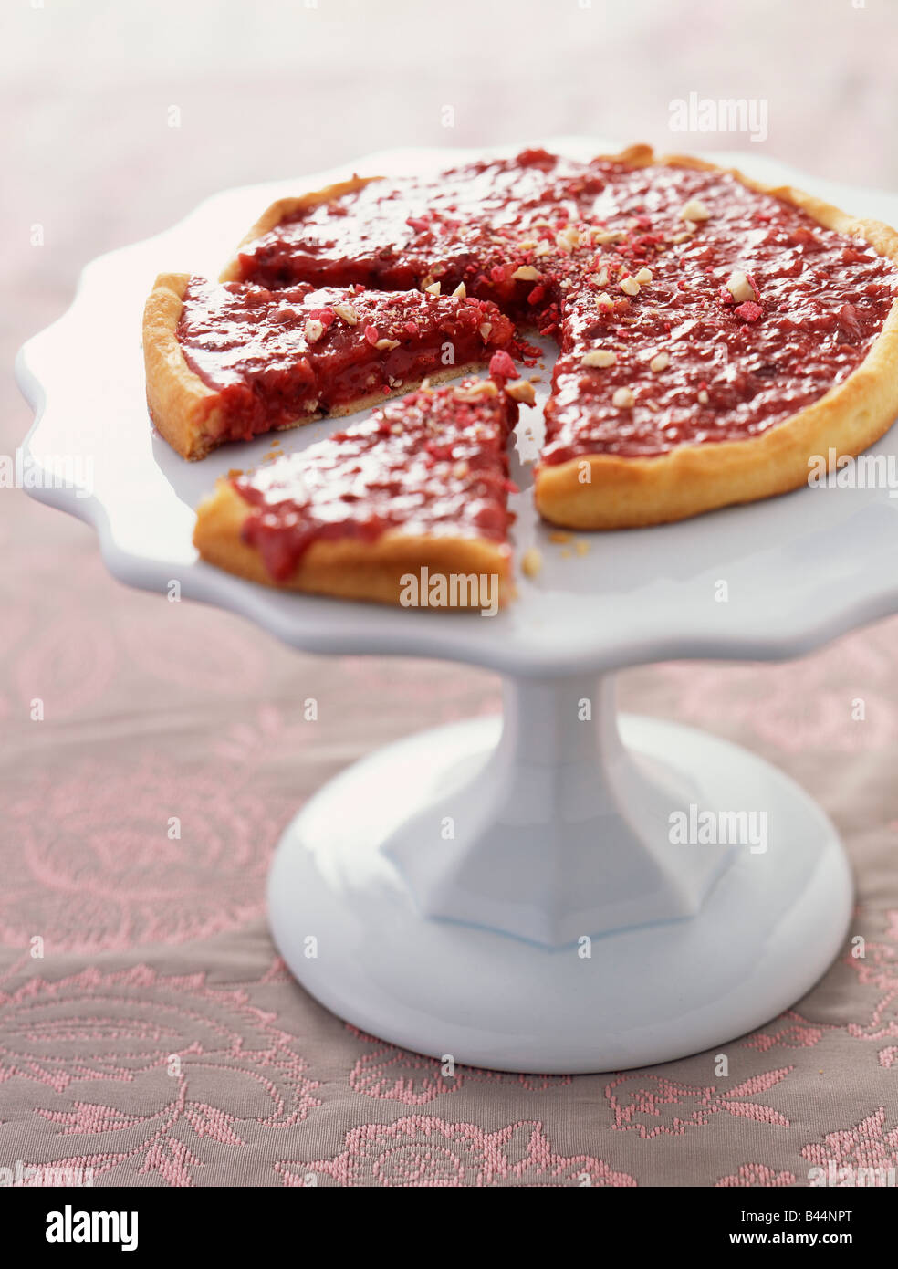 Pink praline tart Stock Photo - Alamy