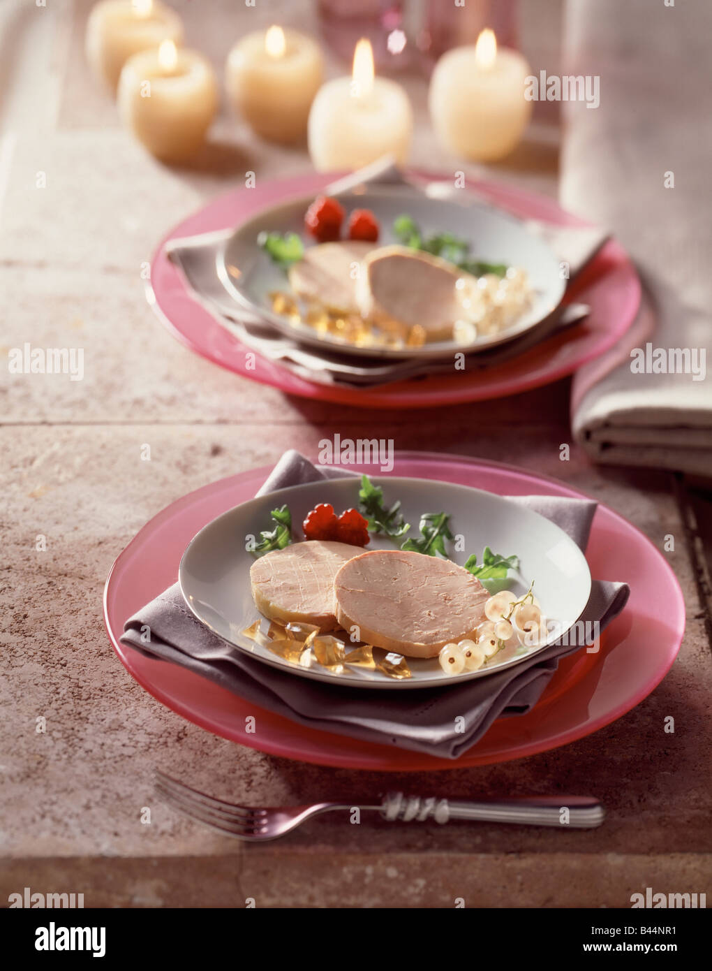 Plates of foie gras with aspic Stock Photo - Alamy
