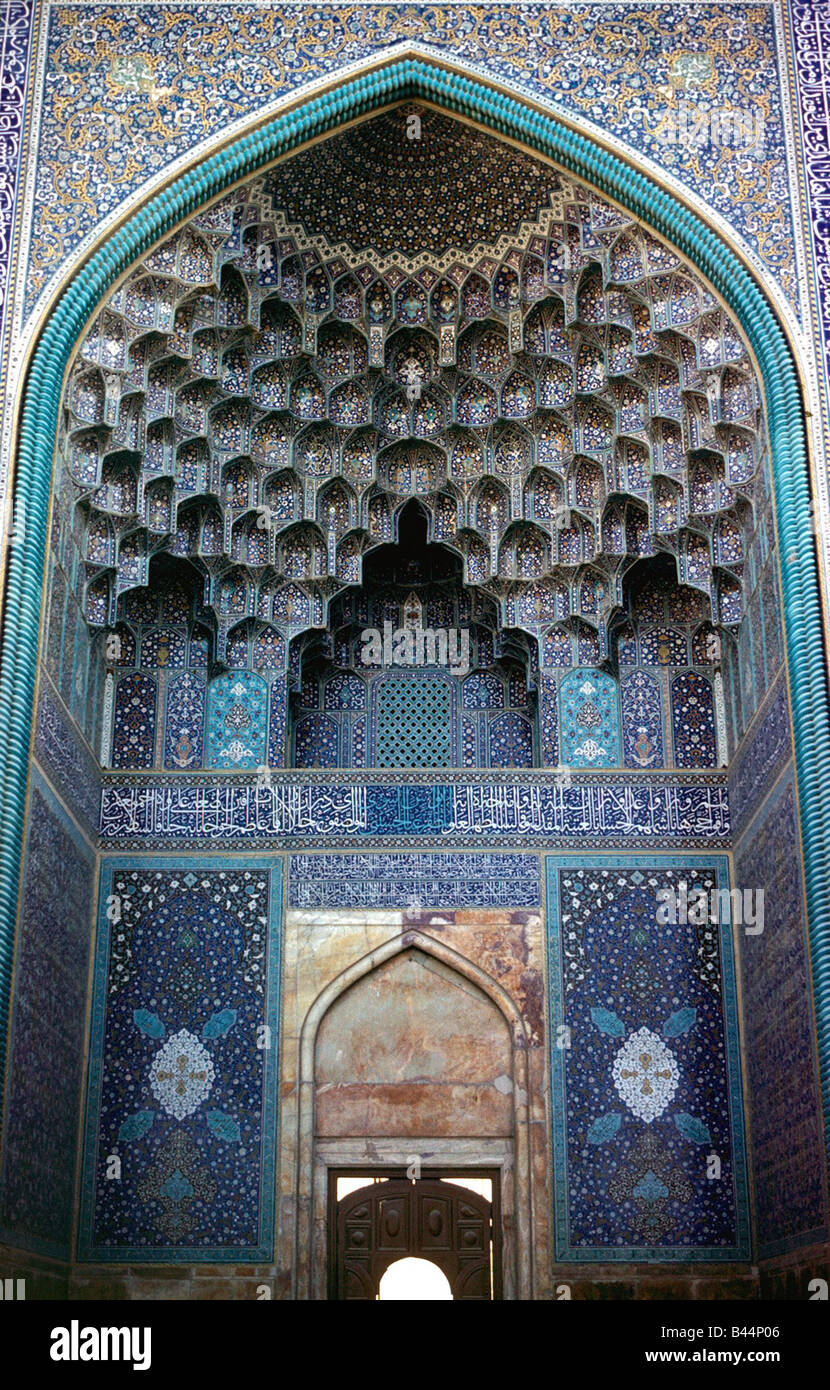 Interior decorative mosaic tiling in the Masjid I Shan mosque in ...