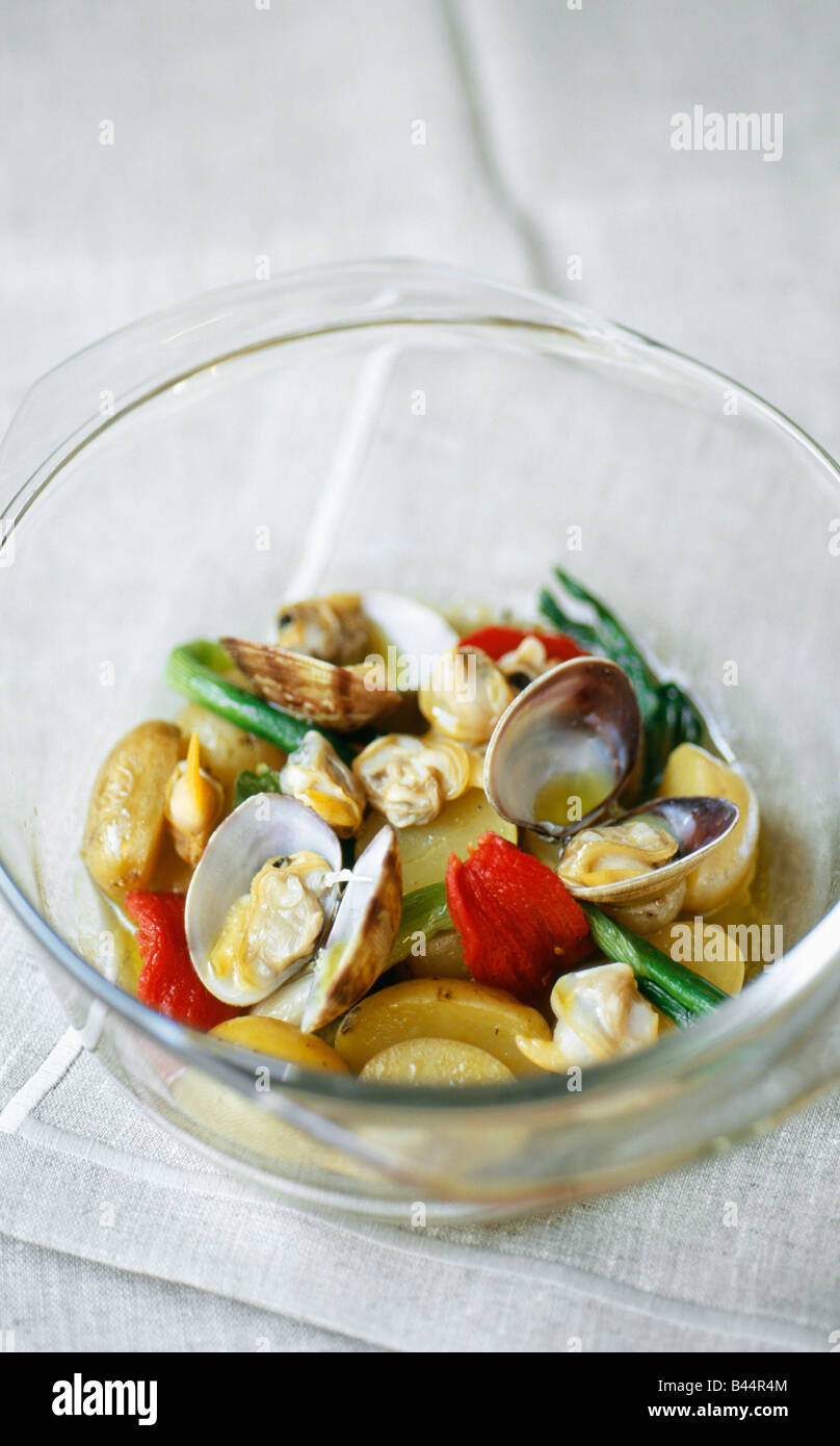 Potato and carpet-shell-clam salad Stock Photo - Alamy