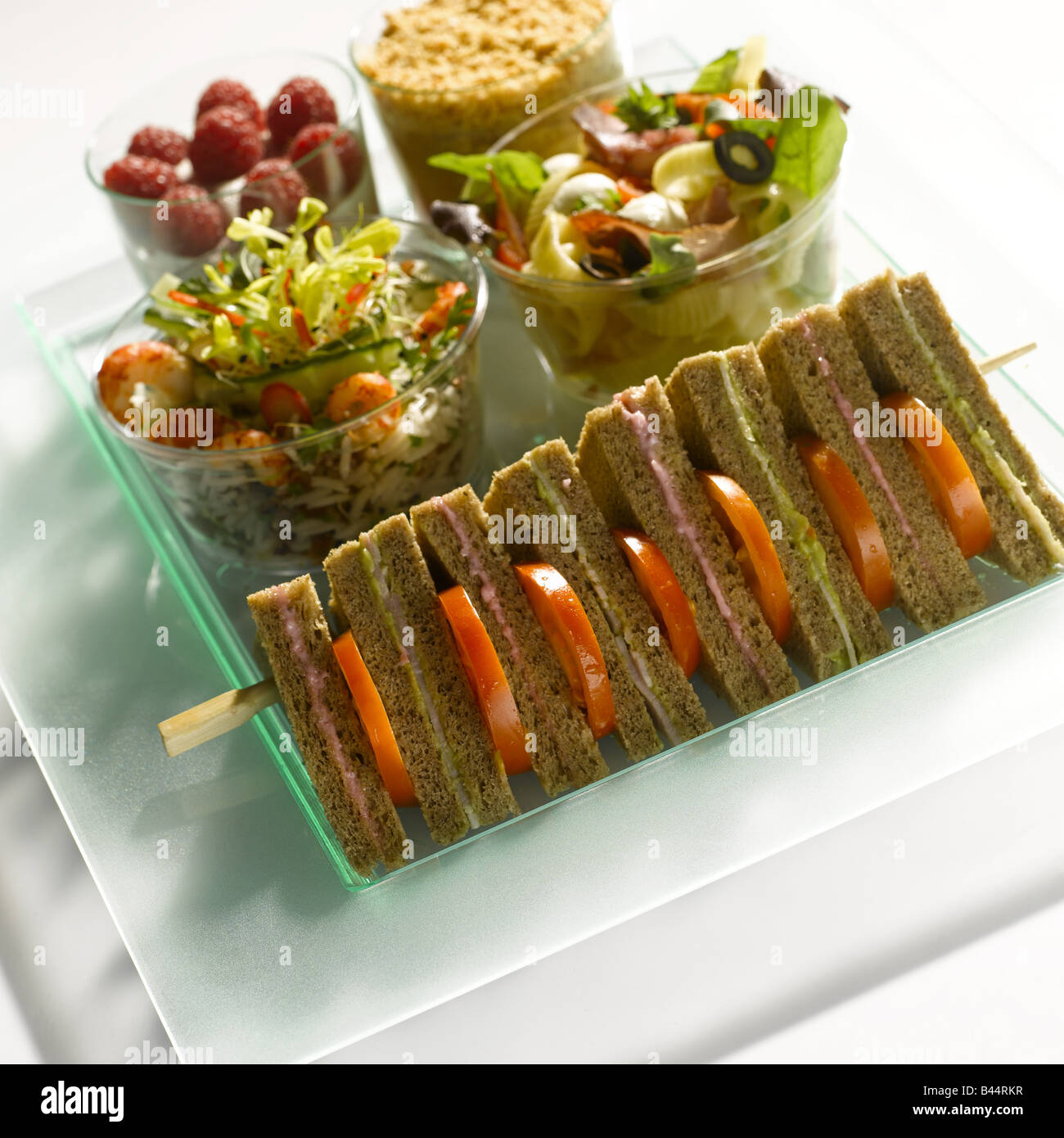 Mixed meal on a tray Stock Photo - Alamy