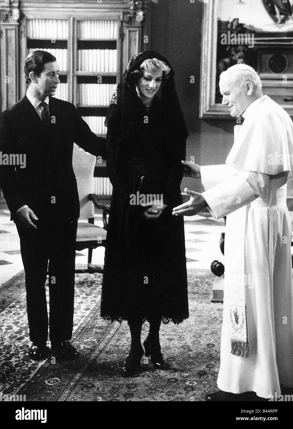 Pope John Paul II meets Prince Charles and Princess Diana in the ...