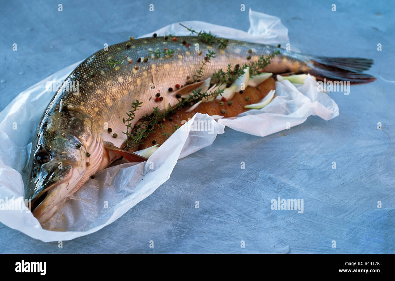 pike in paper papillote Stock Photo - Alamy