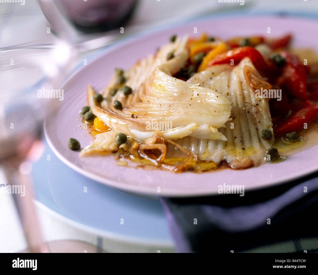skate with grilled pepper Stock Photo - Alamy