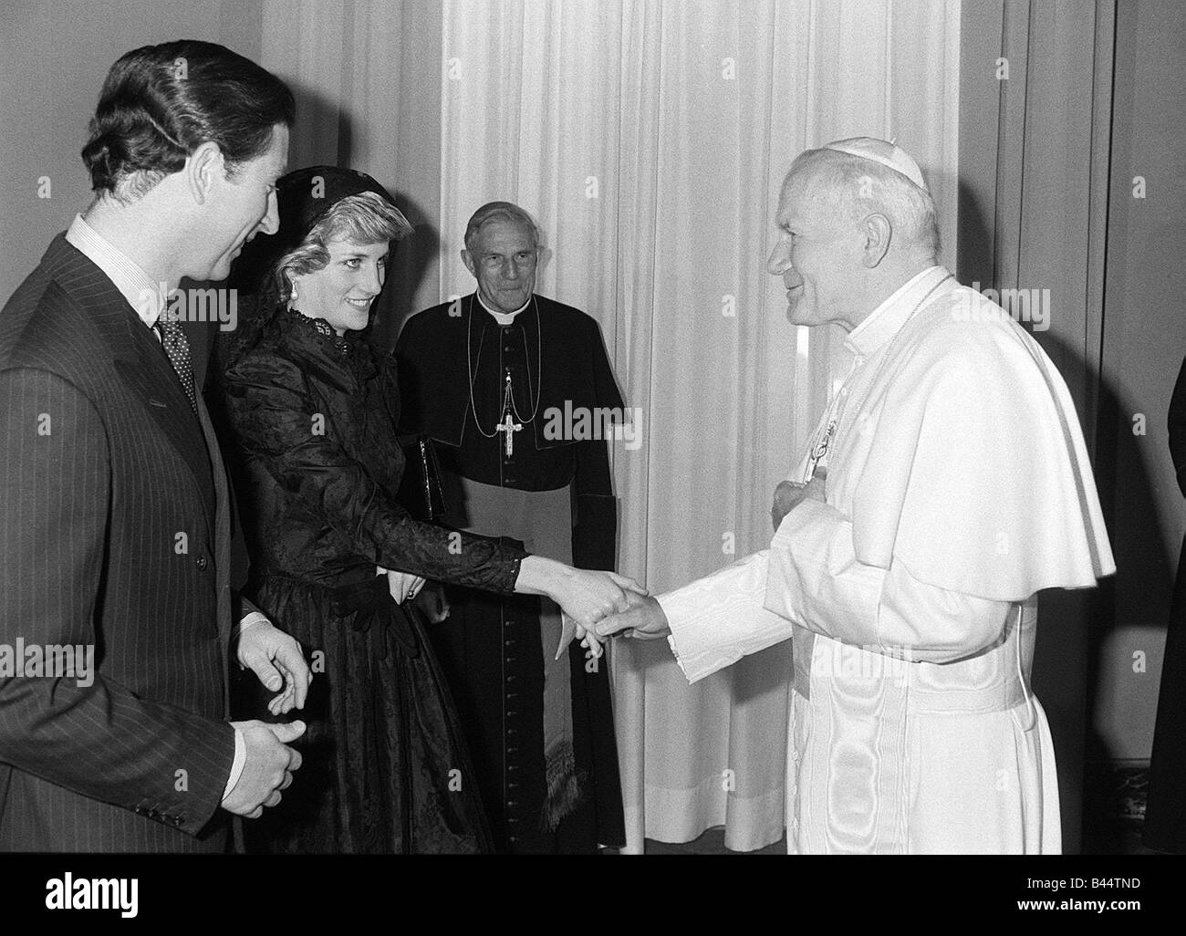 Pope John Paul II meets with Prince Charles and Princess Diana in the ...