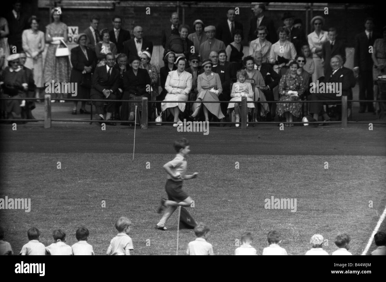 Prince Charles aged 9 at school sports day running watched by Queen ...