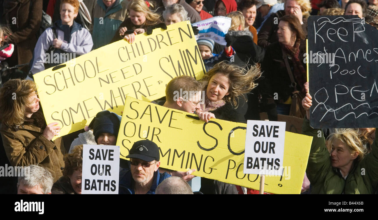 Protest against swimming pool closure Stock Photo - Alamy