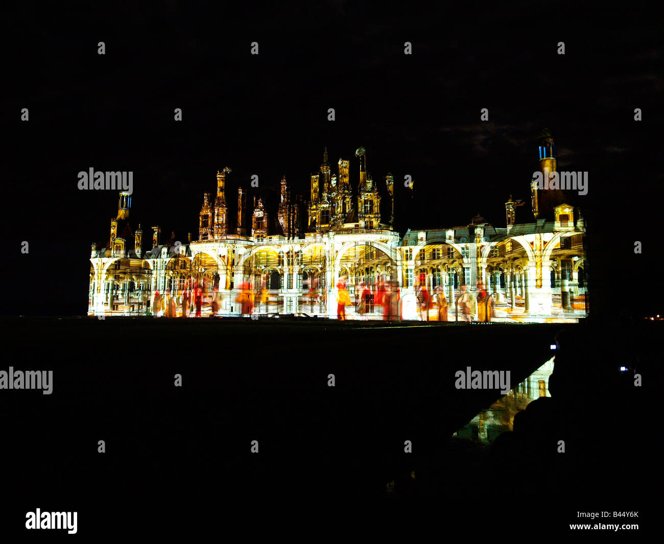 light projection, Loire castle, Chateau de Chambord, France Stock Photo ...