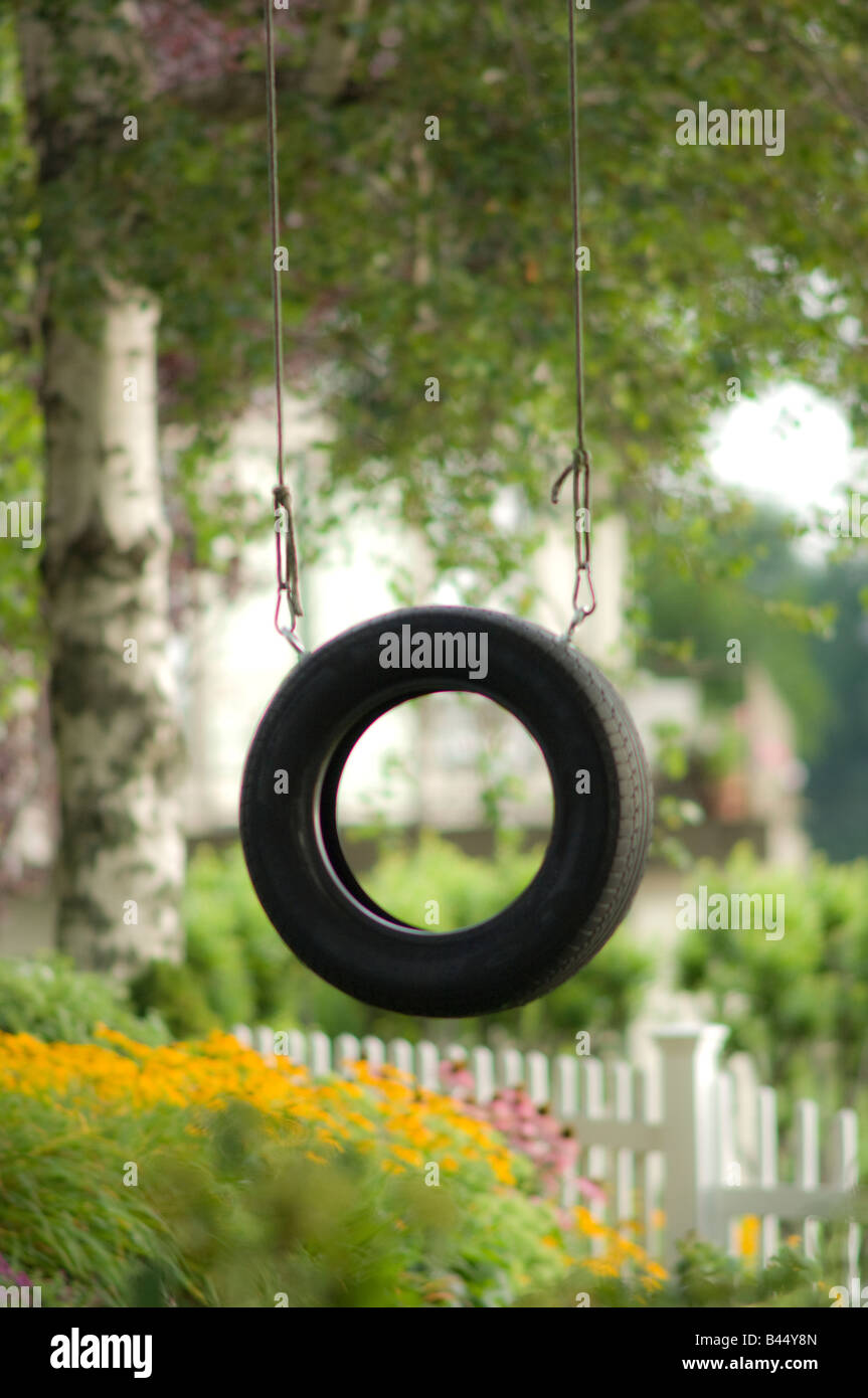 Tire swing hanging under tree, Westport, Ct., USA Stock Photo - Alamy