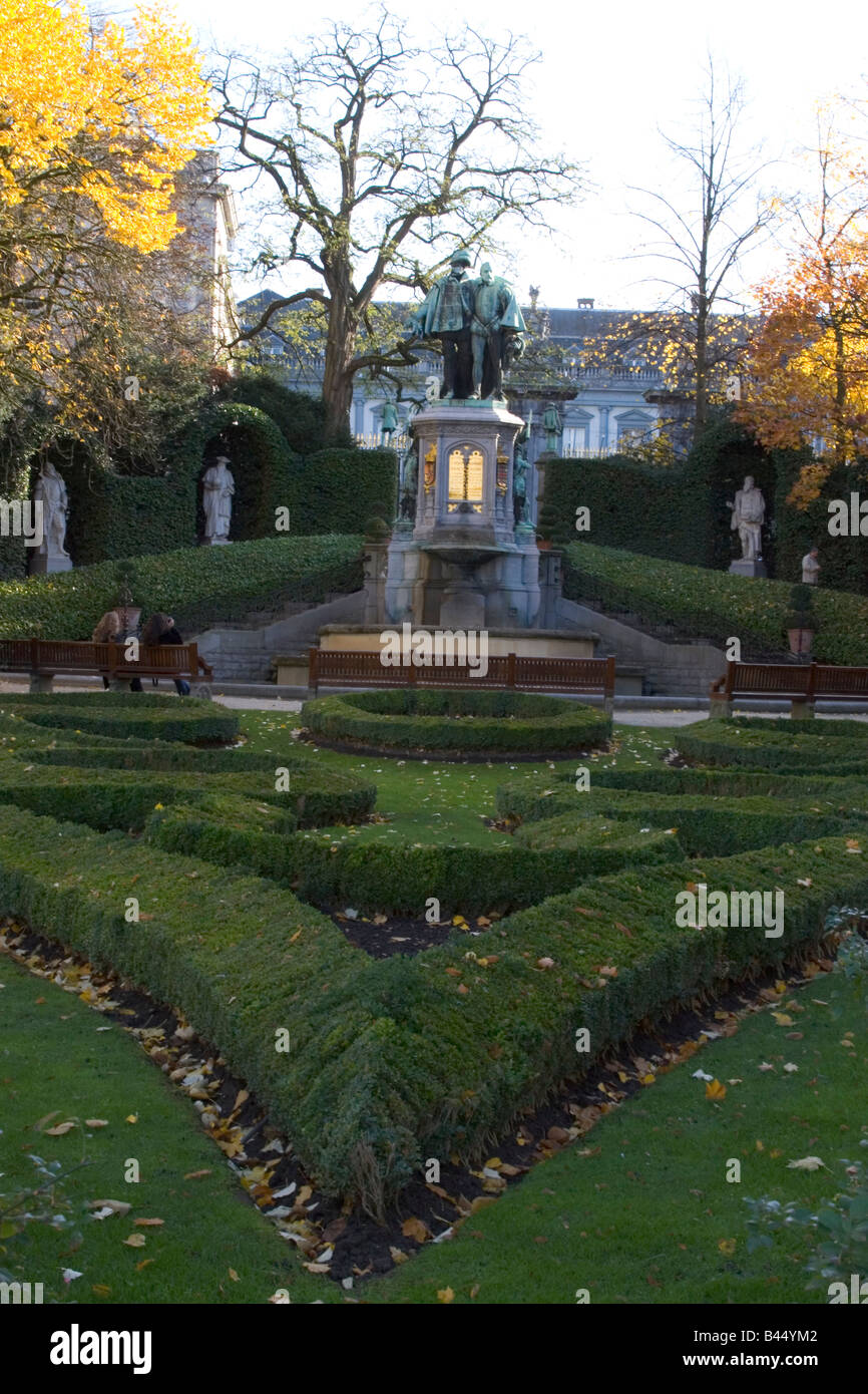 Public gardens of the Place du Petit Sablon in the upmarket and ...